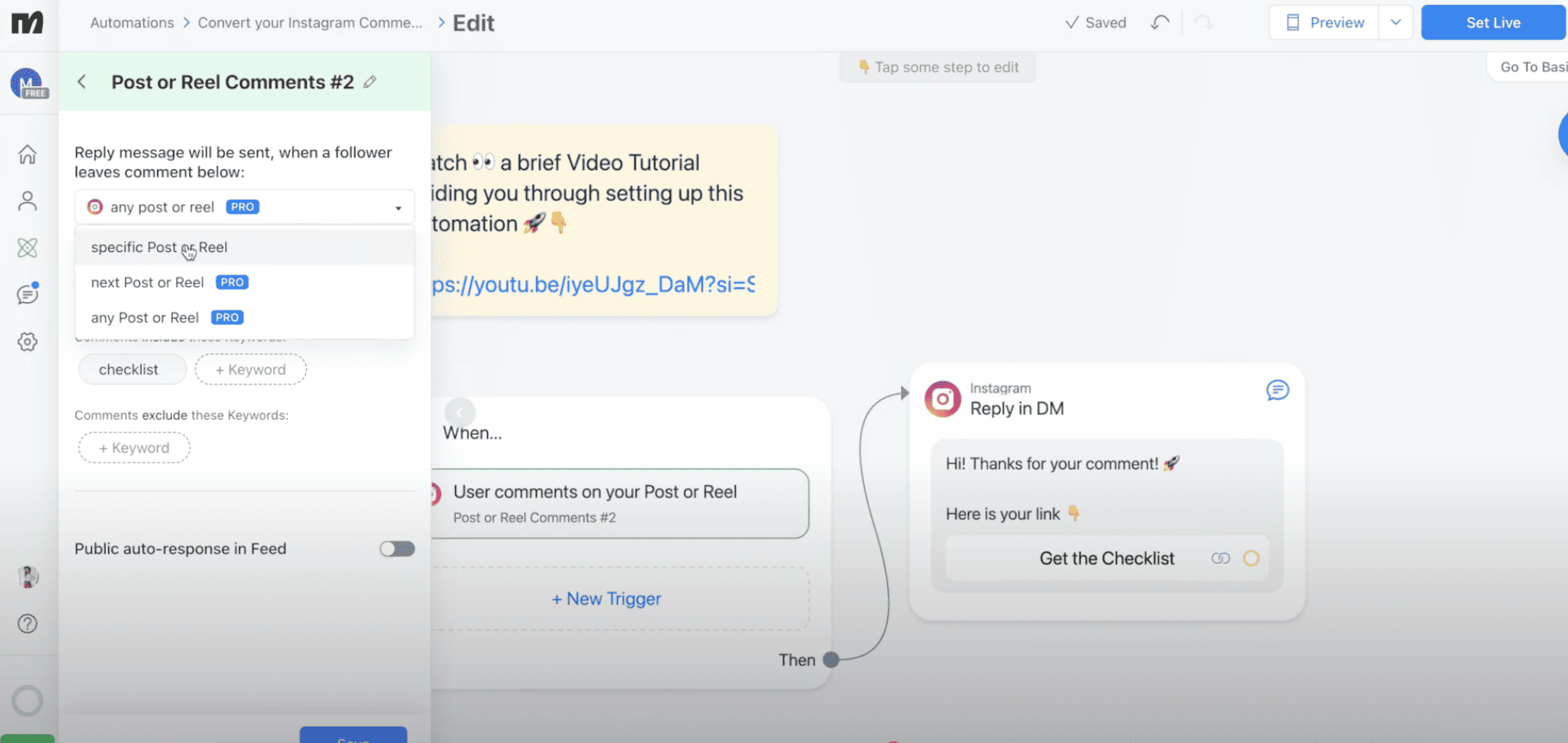 How to Auto DM Someone Who Comments on Your Instagram Post using ...